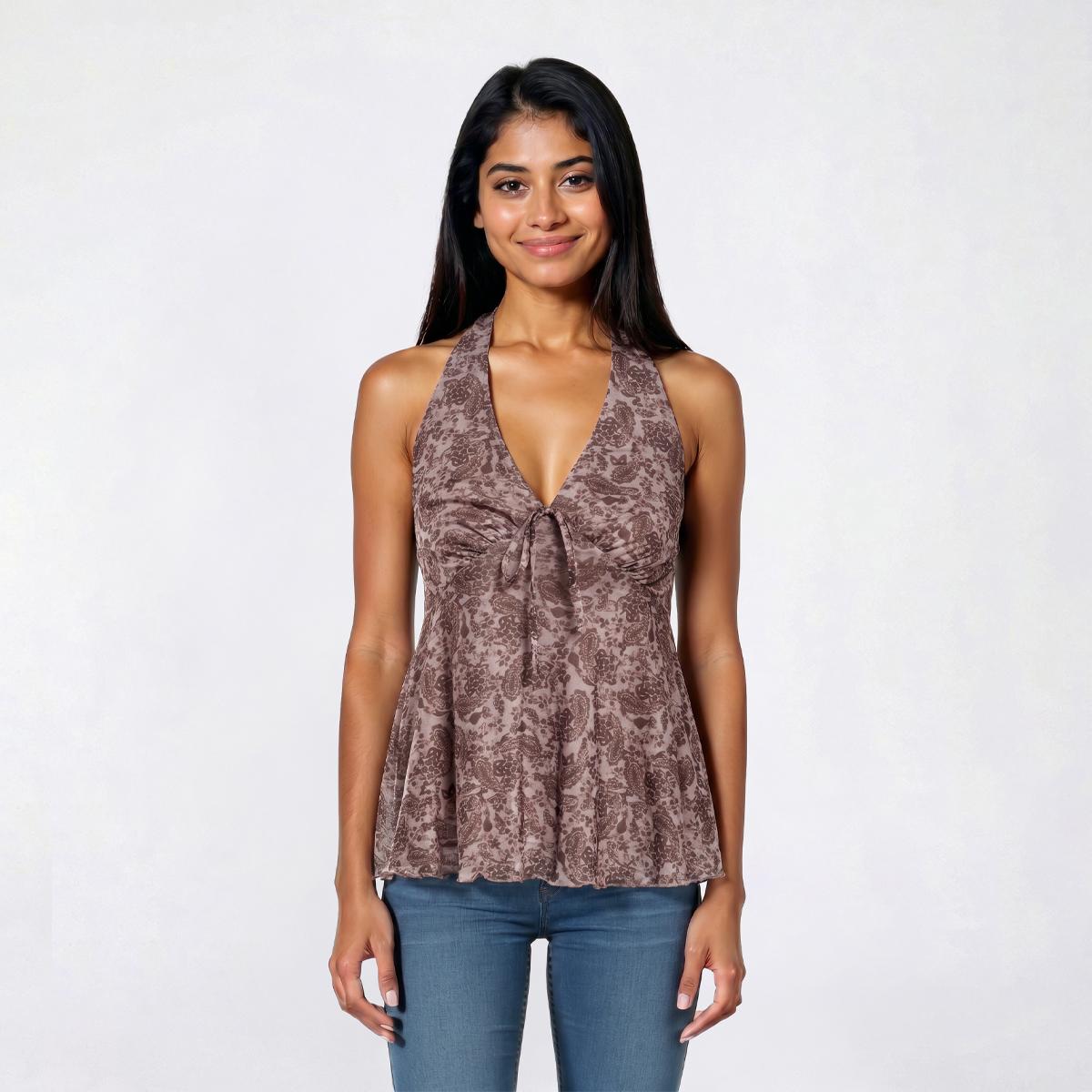 Click here for Juniors Madden Girl Tie Neck Babydoll Halter Top prices
